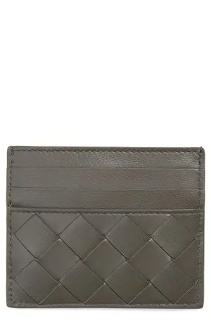 Bottega Veneta Intrecciato Leather Card Case Light Graphite/ Gold