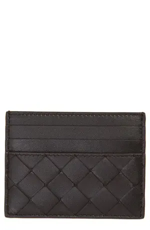 Bottega Veneta Intrecciato Leather Card Case Potion-gold