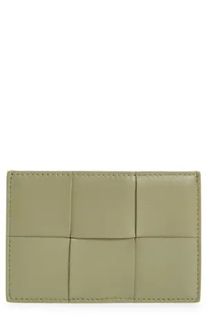 Bottega Veneta Intrecciato Leather Card Case Travertine-gold