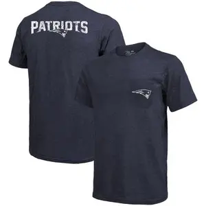 MAJESTIC THREADS New England Patriots Tri-blend Pocket T-shirtheathered - Navy