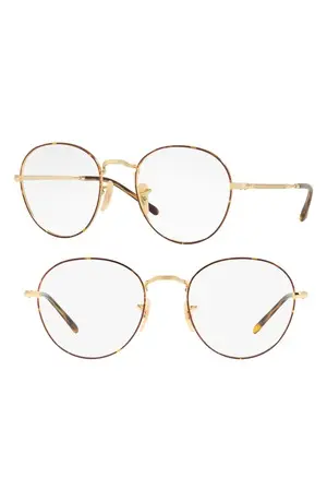 Ray-ban Ray-Ban Round Frame Optical Glasses Gold Tortoise