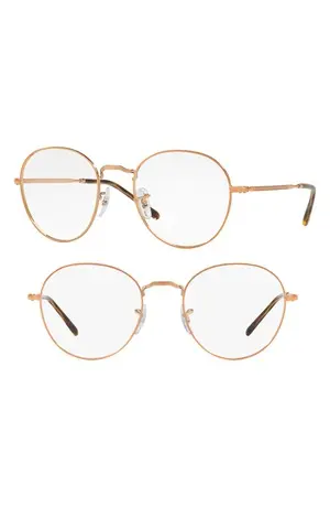 Ray-ban Ray-Ban 49mm Round Frame Eyeglasses Copper