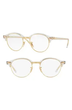 Ray-ban 47mm Round Frame Optical Glasses - Transparent