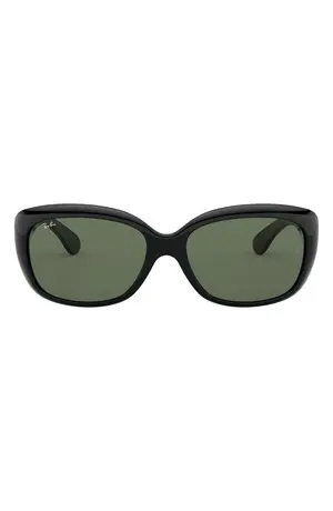 Ray-ban Ray-Ban 58mm Rectangle Sunglasses Black/ Crystal Green