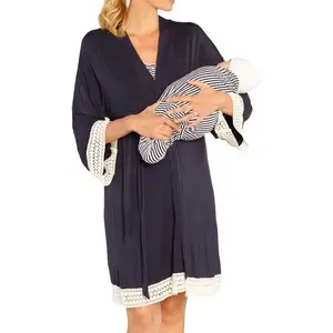 ANGEL MATERNITY Nursing Dress - Navy Stripes
