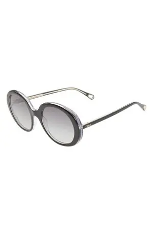 Chloé 54mm Gradient Round Sunglasses - Black/grey Gradient