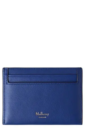 Mulberry Leather Card Case Pigment Blue