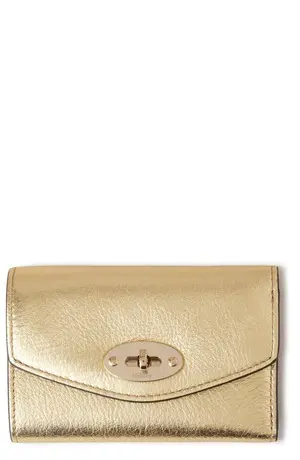 Mulberry Darley Folded Leather Wallet Soft Gold Foil
