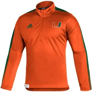 Adidas Miami Hurricanes 2021 Sideline Primeblue Quarter-zip Jacket