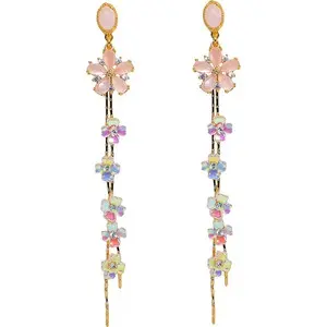 LA MENO Flower Drop Earrings - Gold