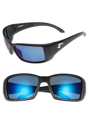 COSTA DEL MAR Blackfin Polarized Sunglasses - Matte Black/blue Mirror
