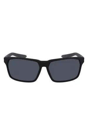 Nike Nike Maverick RGE 59mm Rectangular Sunglasses Matte Black/ Dark Grey