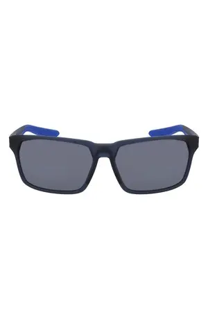 Nike Nike Maverick RGE 59mm Rectangular Sunglasses Midnight Navy/ Silver Mirror