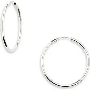 Bony Levy Essentials 14k Gold Thin Hoop Earrings - White Gold