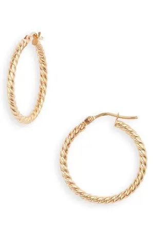 Bony Levy 14k Gold Rope Hoop Earrings - Yellow
