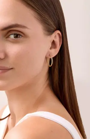 Bony Levy 14k Gold Rope Hoop Earrings
