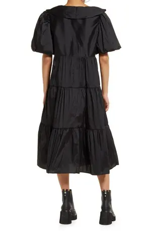 Topshop Short Sleeve Taffeta Dress