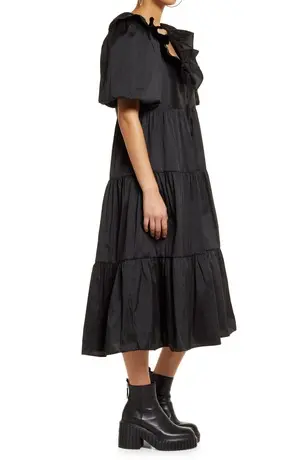 Topshop Short Sleeve Taffeta Dress
