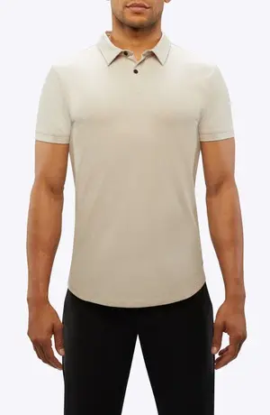 CUTS Trim Fit Cotton Blend Polo Sand Dune
