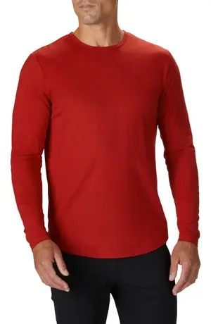 CUTS Ao Curved Hem Long Sleeve T-shirt Maraschino