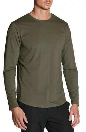 CUTS Ao Curved Hem Long Sleeve T-shirt Pine