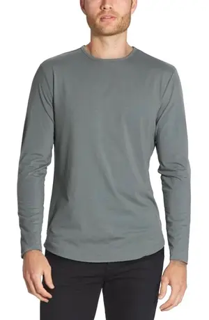 CUTS Ao Curved Hem Long Sleeve T-shirt Sage