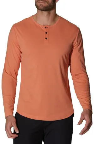 CUTS AO Curved Hem Long Sleeve Henley Adobe