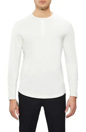 CUTS AO Curved Hem Long Sleeve Henley Bone