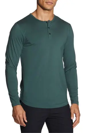 CUTS AO Curved Hem Long Sleeve Henley Bonsai