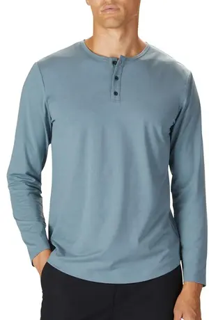 CUTS Ao Curved Hem Long Sleeve Henley - Breeze