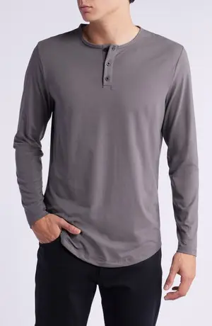 CUTS AO Curved Hem Long Sleeve Henley Lead