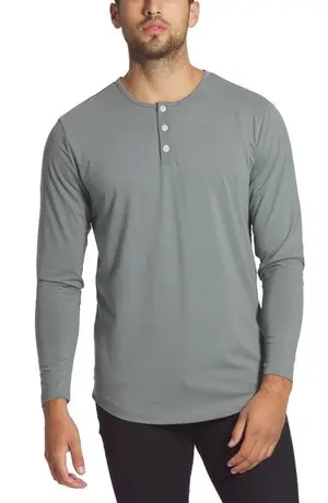 CUTS AO Curved Hem Long Sleeve Henley Sage