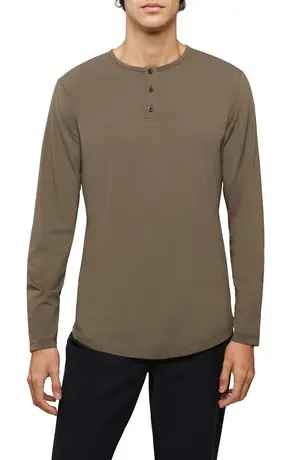 CUTS AO Curved Hem Long Sleeve Henley Shadow