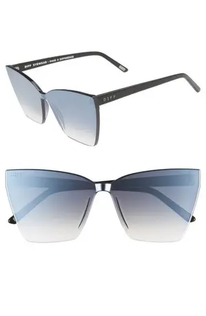 DIFF DIFF Goldie Oversized Cat Eye Sunglasses Black/silver Smoke