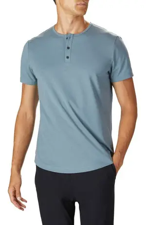 CUTS Ao Curved Hem Short Sleeve Henley Breeze