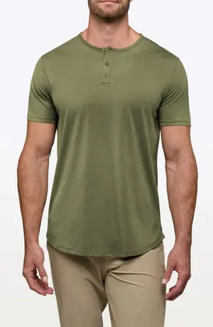 CUTS Ao Curved Hem Short Sleeve Henley Capers