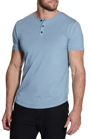 CUTS Ao Curved Hem Short Sleeve Henley River