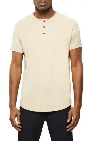 CUTS Ao Curved Hem Short Sleeve Henley Sandstone