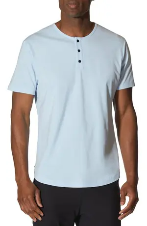 CUTS Ao Curved Hem Short Sleeve Henley Sky