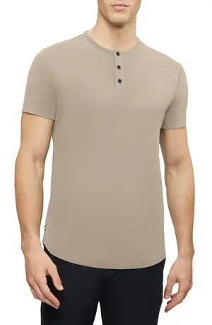 CUTS Ao Curved Hem Short Sleeve Henley Stone