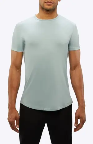 CUTS Ao Curve Hem Cotton Blend T-shirt Amalfi Blue