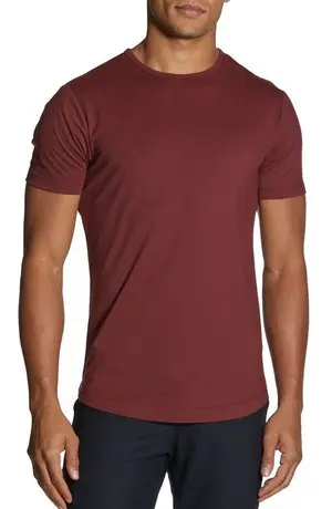 CUTS Ao Curve Hem Cotton Blend T-shirt Cabernet