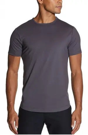 CUTS Ao Curve Hem Cotton Blend T-shirt Cast Iron