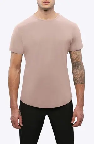CUTS Ao Curve Hem Cotton Blend T-shirt Desert Sandstone