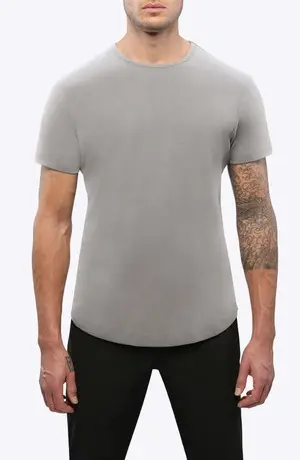 CUTS Ao Curve Hem Cotton Blend T-shirt Dusky Graphite