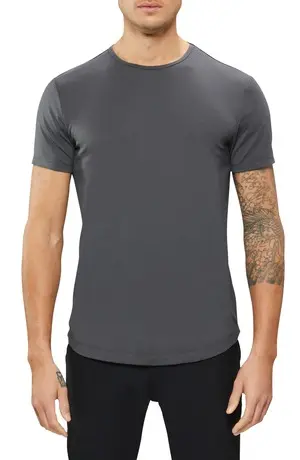 CUTS Ao Curve Hem Cotton Blend T-shirt Graphite