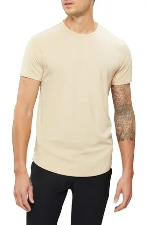 CUTS Ao Curve Hem Cotton Blend T-shirt Sandstone