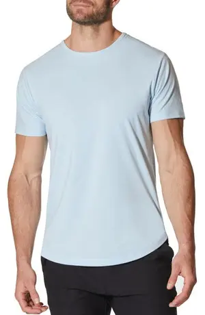 CUTS Ao Curve Hem Cotton Blend T-shirt Sky