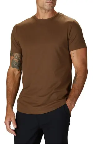 CUTS Ao Curve Hem Cotton Blend T-shirt Teakwood