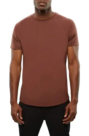 CUTS Ao Curve Hem Cotton Blend T-shirt Umber